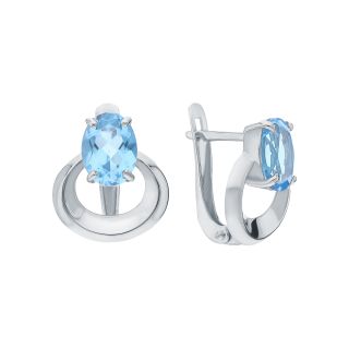 Серебряные серьги с топазами AQUAMARINE 4700705.5: белое серебро 925 ...