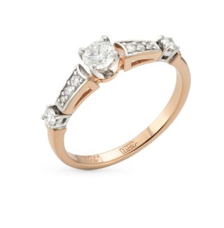 Золотое кольцо с бриллиантами ТРИ О ПРОФИТ 1439717: розовое золото 585 ...