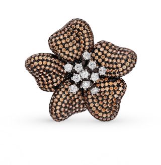 Серебряная брошь с фианитами SUNLIGHT S60288-O9W-03: белое серебро 925 ...