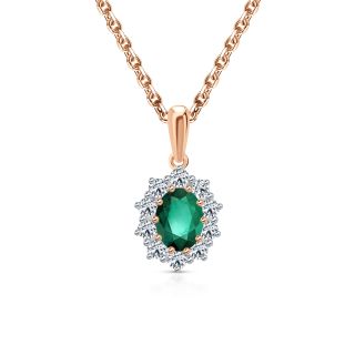 Золотая подвеска с бриллиантами природными и изумрудами природными ...