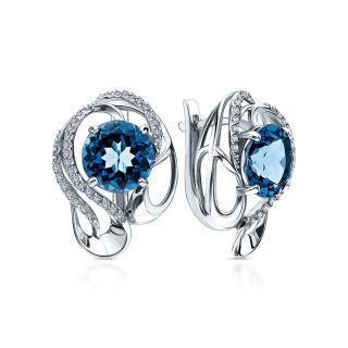 Золотые серьги с бриллиантами природными и топазами природными АКАДЕМИЯ ...