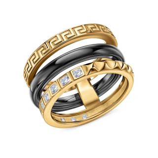 Серебряное кольцо с фианитами и керамикой SUNLIGHT S20534-K9Y-01 ...