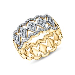 Серебряное кольцо с фианитами BASTET S57088-K9P-01: белое и жёлтое ...