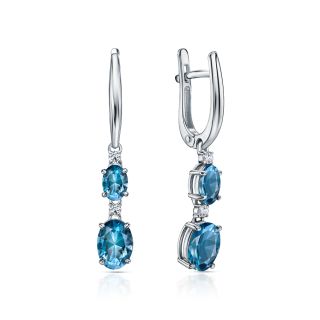 Золотые серьги с топазами и бриллиантами БРИЛЛИАНТЫ ЯКУТИИ 1Б02-2993_01 ...