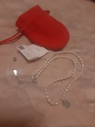 Серебряное шейное украшение с жемчугом SUNLIGHT S90535-H9W-01: белое ...